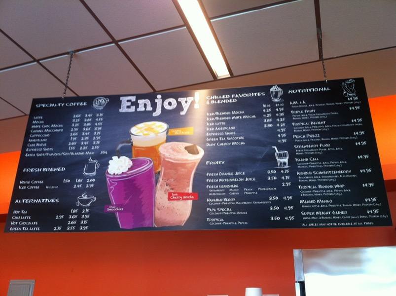 Menu at Cafe West, Culver City
