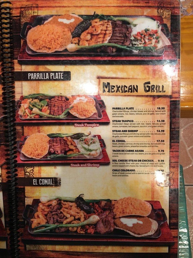 Menu at Don Sol Mexican Grill restaurant, Mattoon