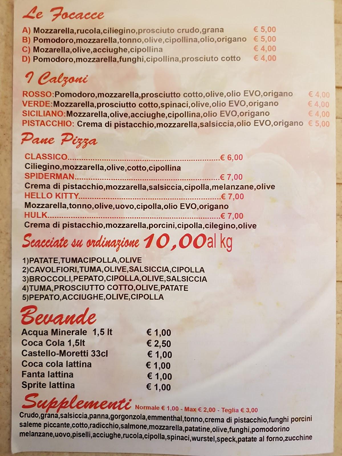Menu da Pizzeria I Monelli, Catania, Via Plebiscito
