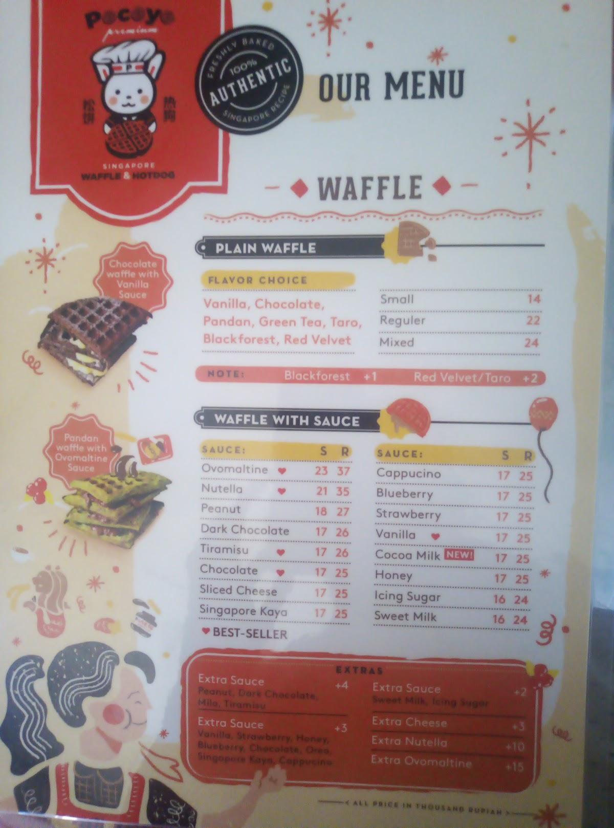 Menu at Pocoyo Waffle Singapore cafe, Tulungagung