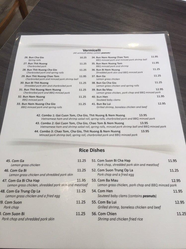 Menu at Song Huong Vietnamese Restaurant, Calgary, 19 St NE #8