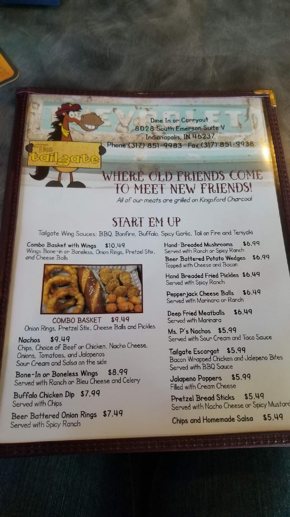 Menu at The Tailgate pub & bar, Indianapolis, S Emerson Ave Suite V