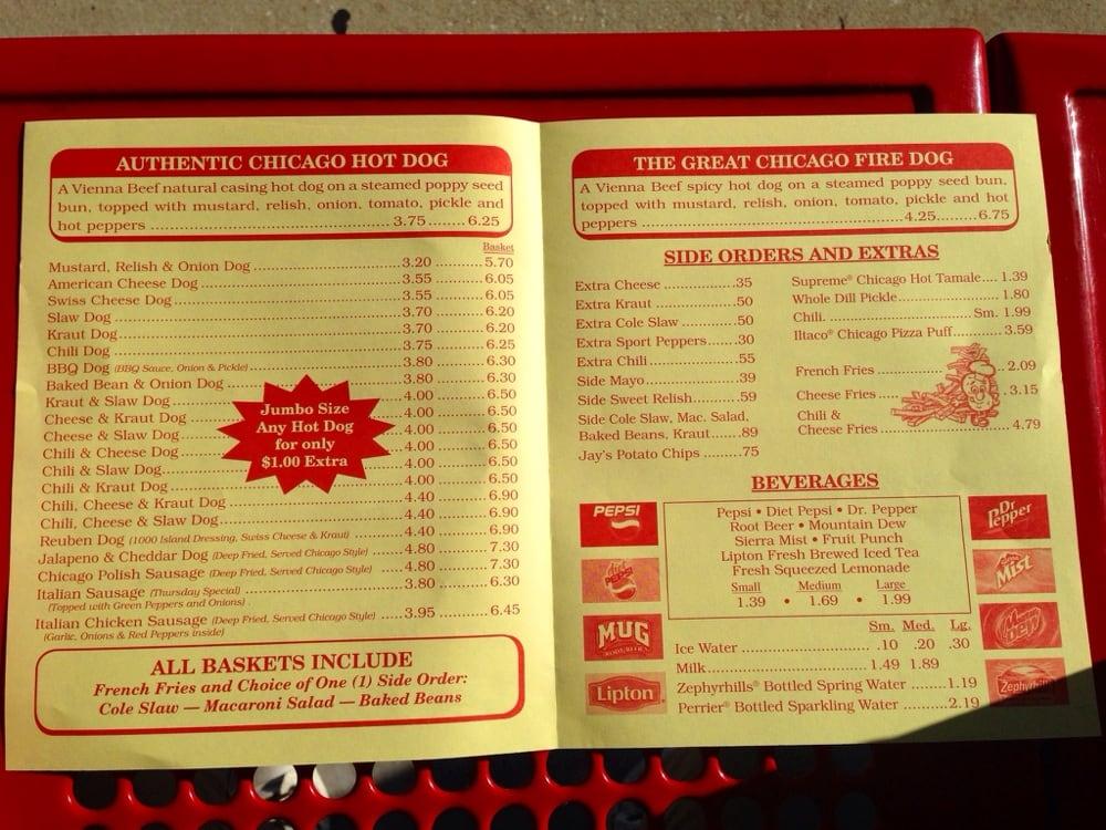 Menu at Hot Dog Heaven restaurant, Orlando