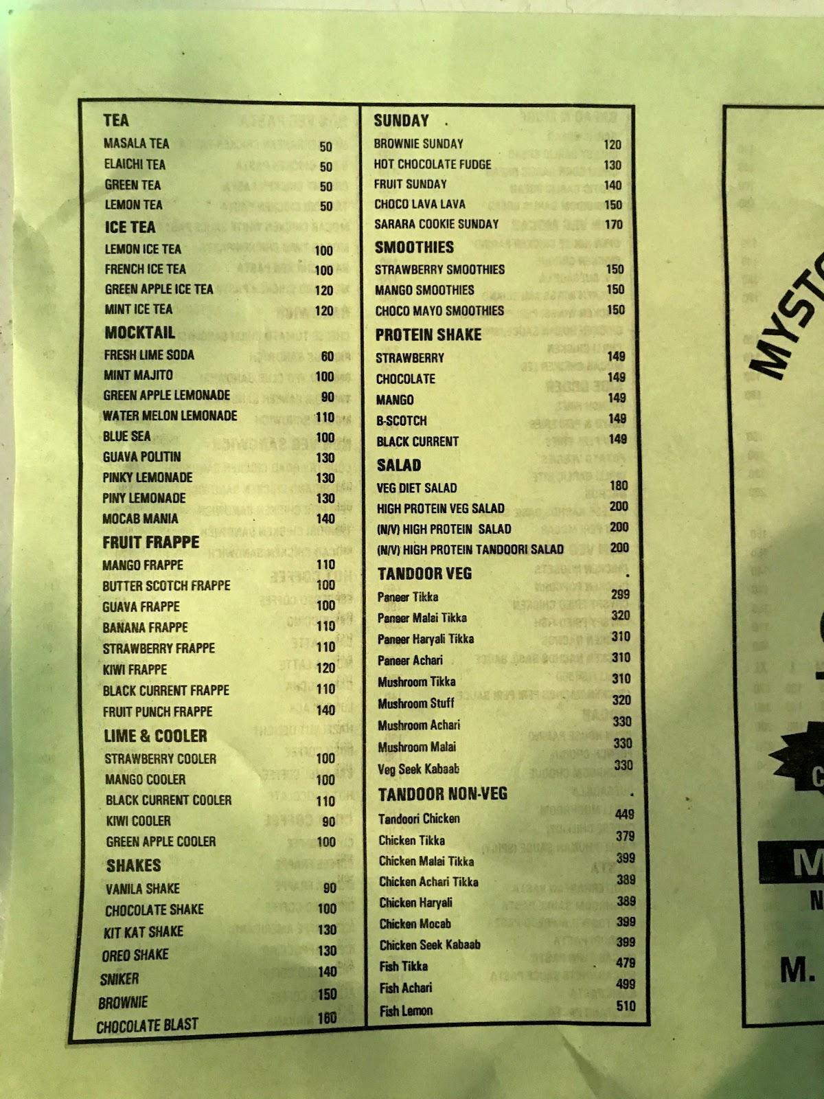Menu at MOCAB, Batala, R648+9QX