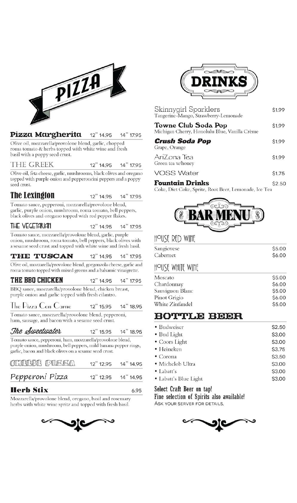Menu at Sweetwater Gourmet Deli & Bar, Lexington