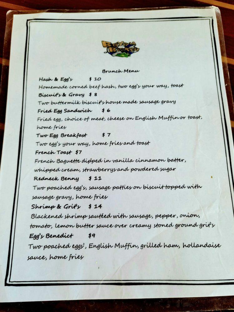 Menu at Bayou Bistro restaurant, Tarpon Springs