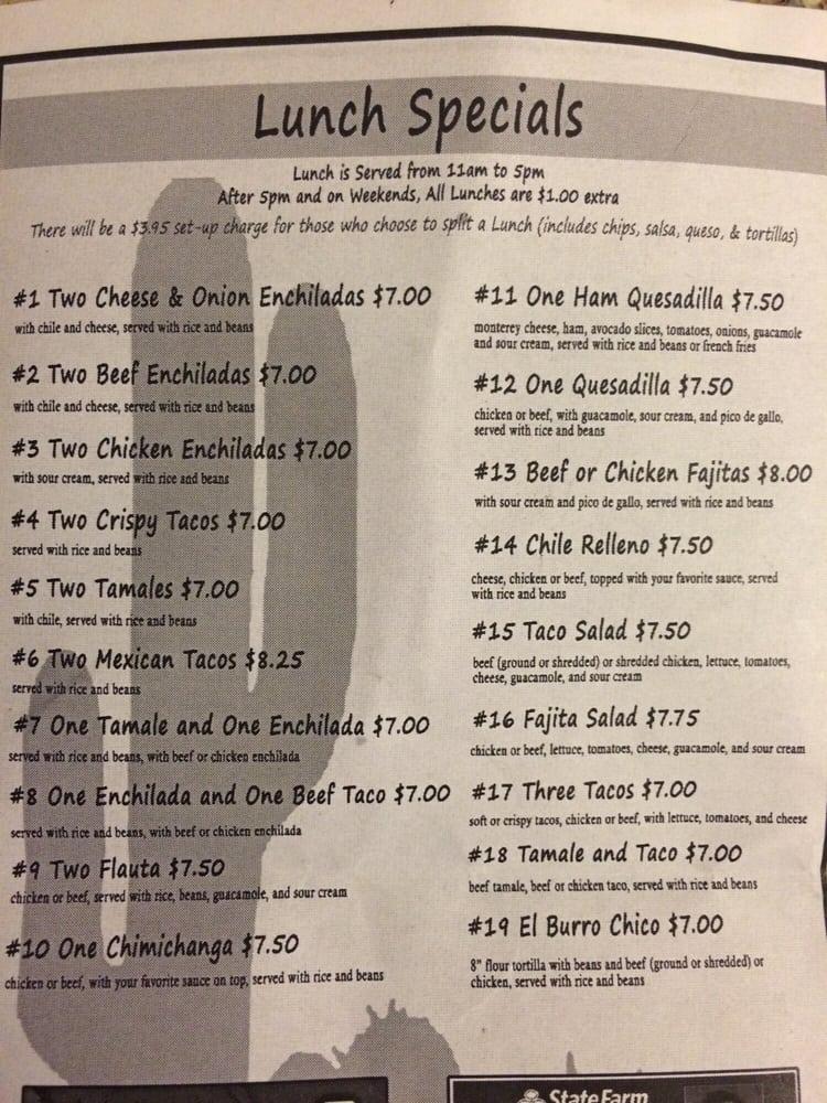 Menu at Los Vaqueros #4 restaurant, Oklahoma City, S Air Depot Blvd STE 2