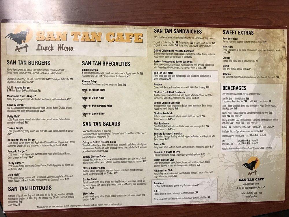 Menu at San Tan Cafe, Queen Creek
