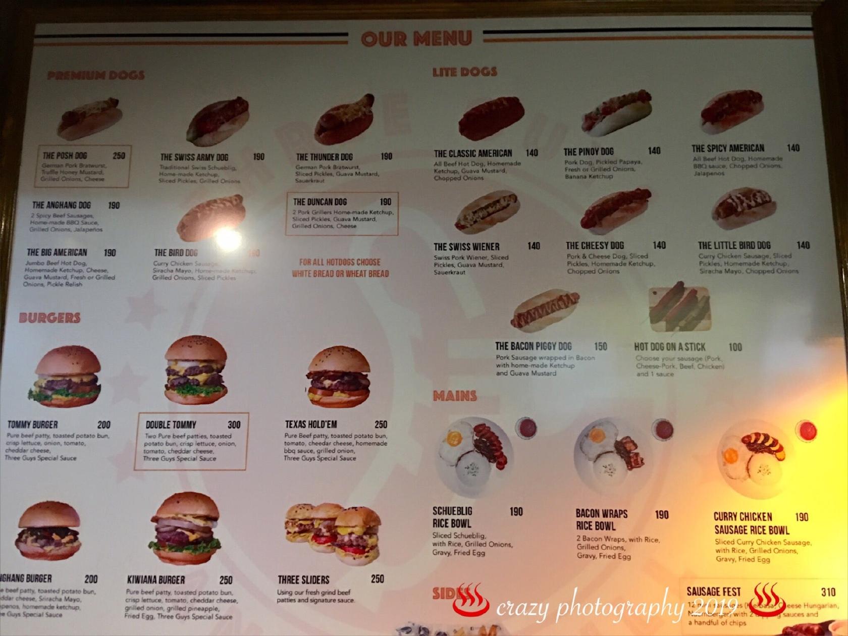 Menu at Three Guys and A Grill restaurant, Cebu City