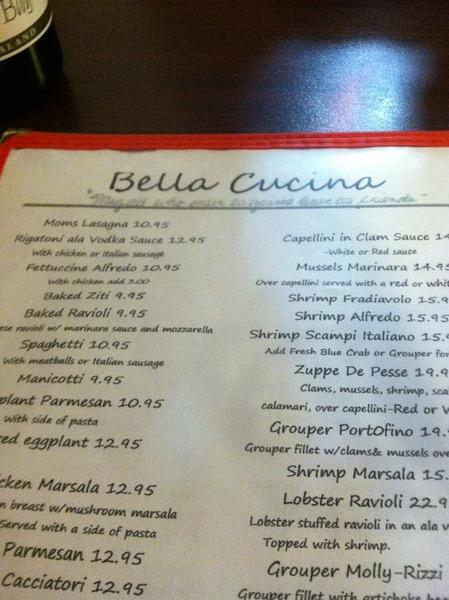 Menu at Bella Cucina Italian Family Restaurant, Sun City Center, Sun ...