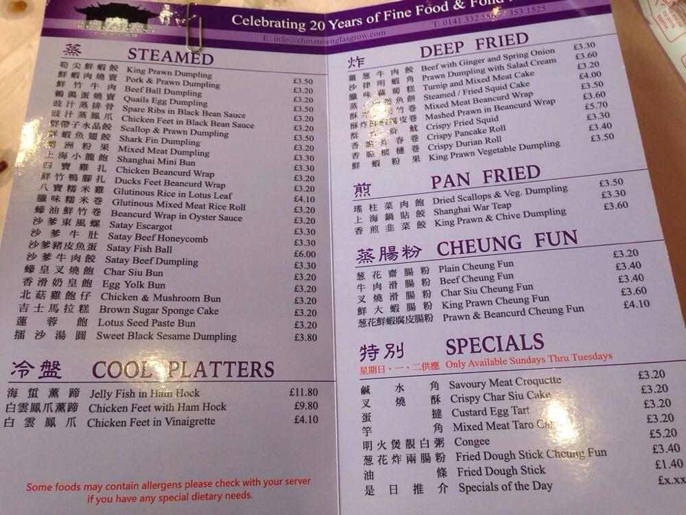 Menu at Chinatown Restaurant Glasgow, Glasgow