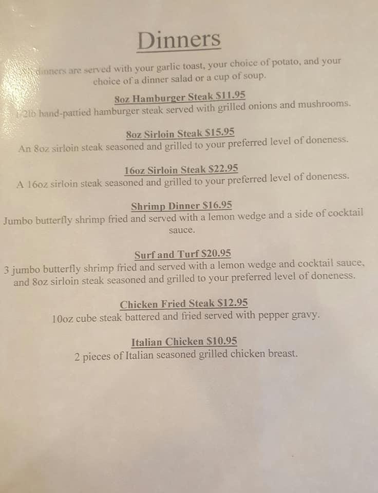Menu at Club House VFW Post, Fort Benton