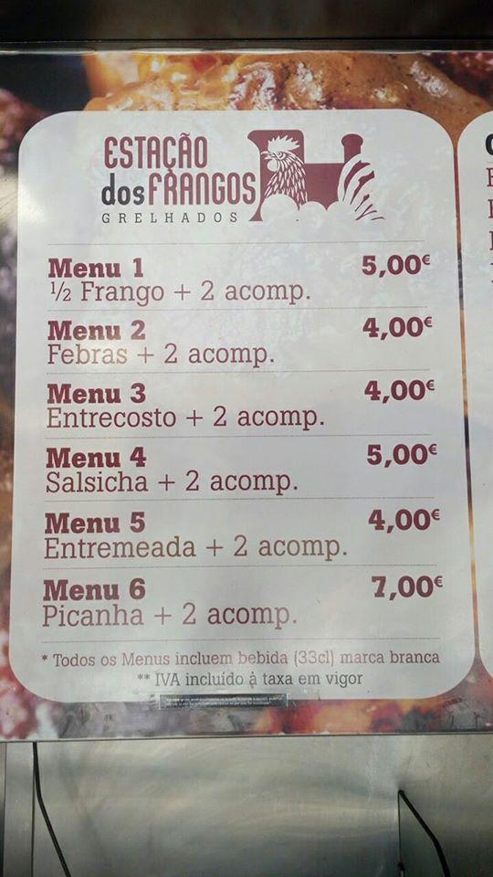 Menu em Estação dos Frangos restaurante, Algueirão-Mem Martins