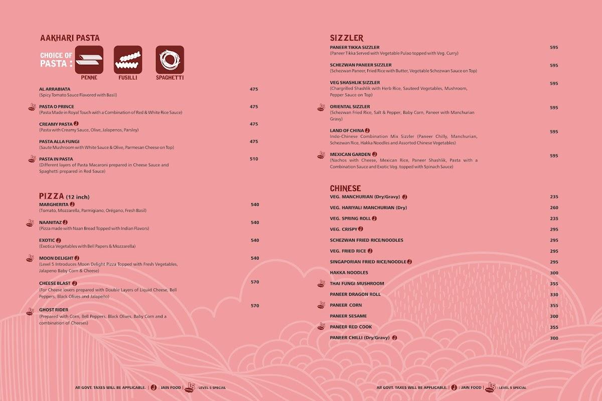 Menu at Levvel 5 (Terrace Restro), Surat