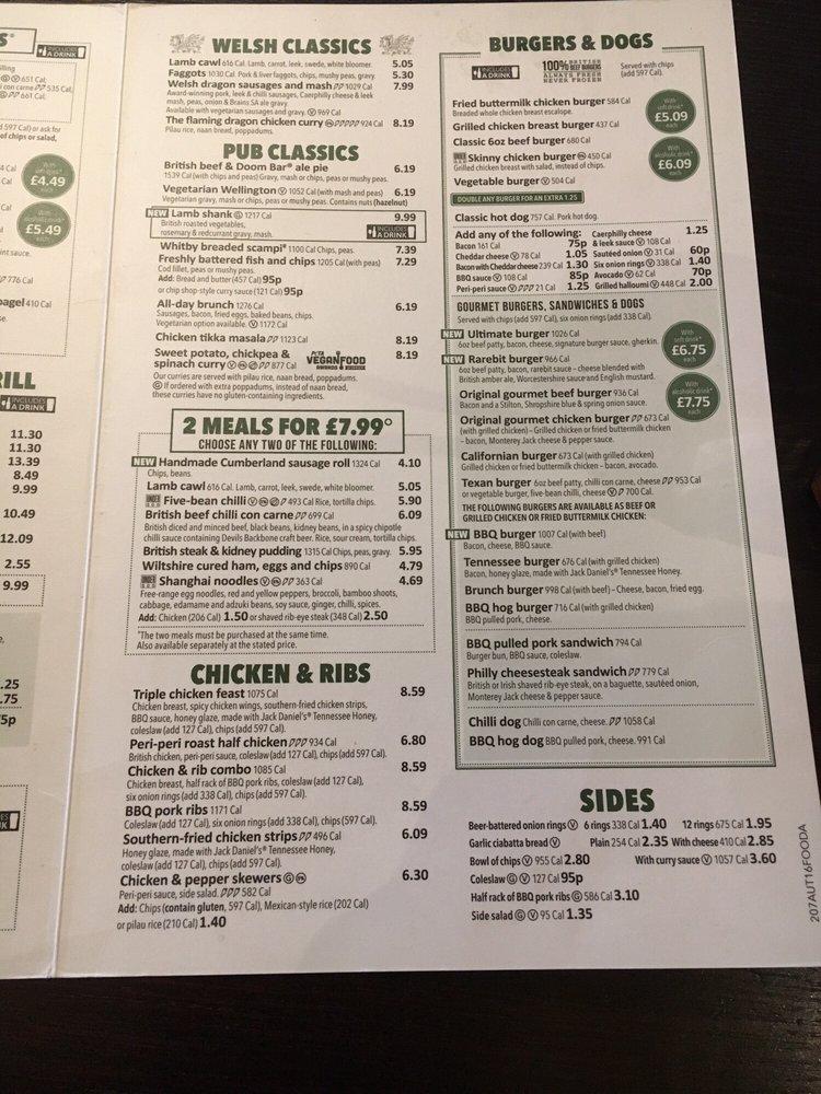 Menu at The Prince Of Wales pub & bar, Cardiff, 81-83 Heol Eglwys