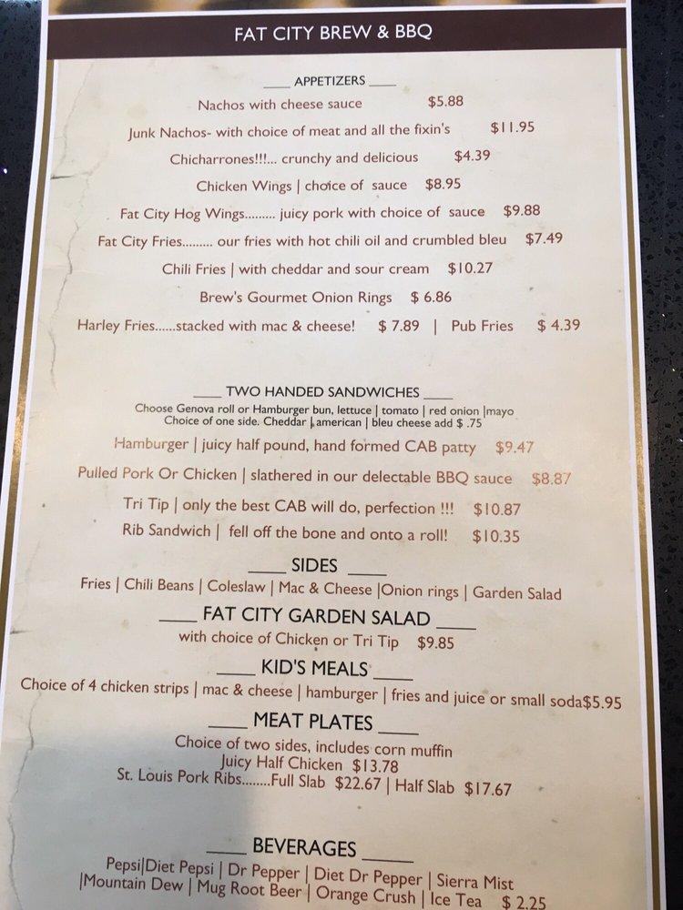 Menu at Fat City Brew & BBQ, Stockton, Pacific Ave