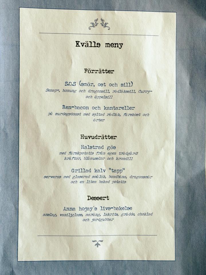 Menu at PilgrimsHotellet, Gäddede, Hotellplan 2