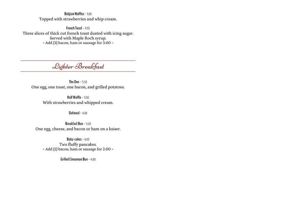 Menu at Second Home Cafe & Grill, Summerland