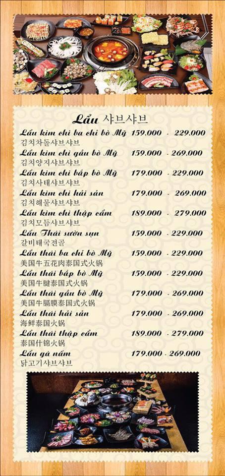 Menu at Busan Korean - BBQ, Hanoi, Ngõ 107 Lĩnh Nam - Vĩnh Tuy - Hoàng ...