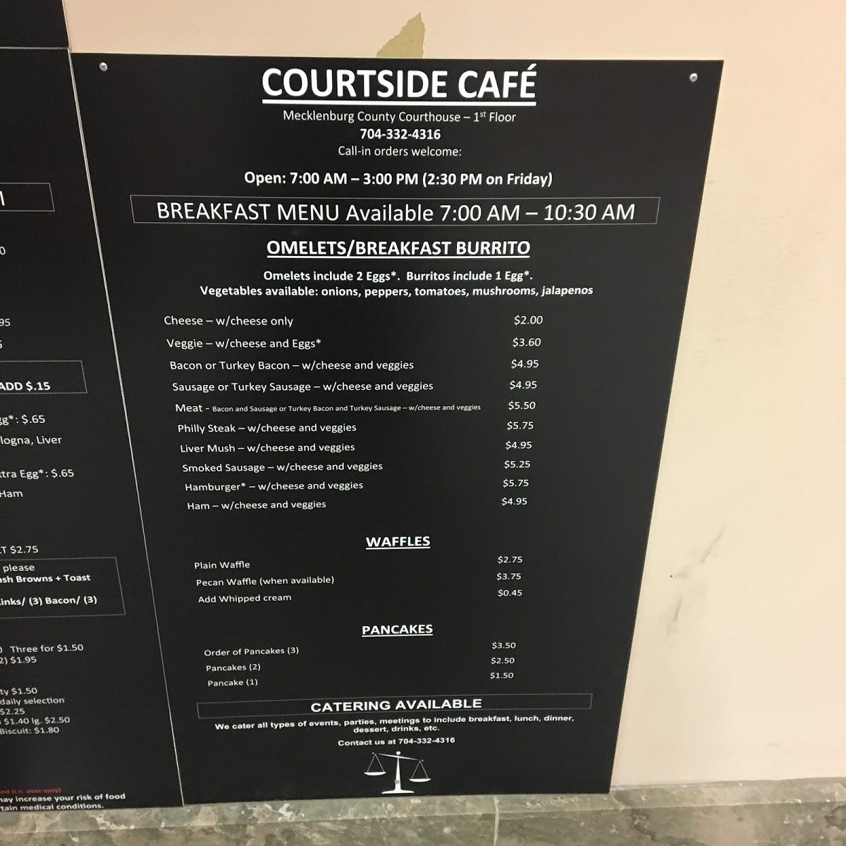 Menu at Courtside Cafe, Charlotte, 832 E 4th St