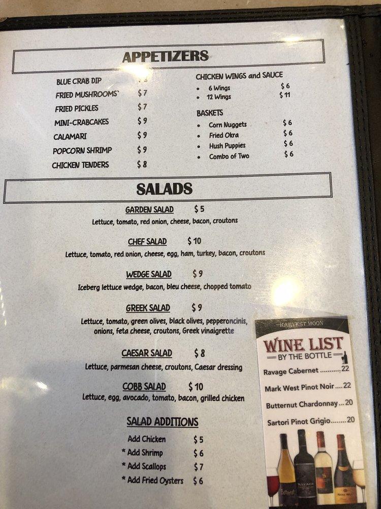 Menu at Harvest Moon Lowcountry Grille restaurant, Ravenel