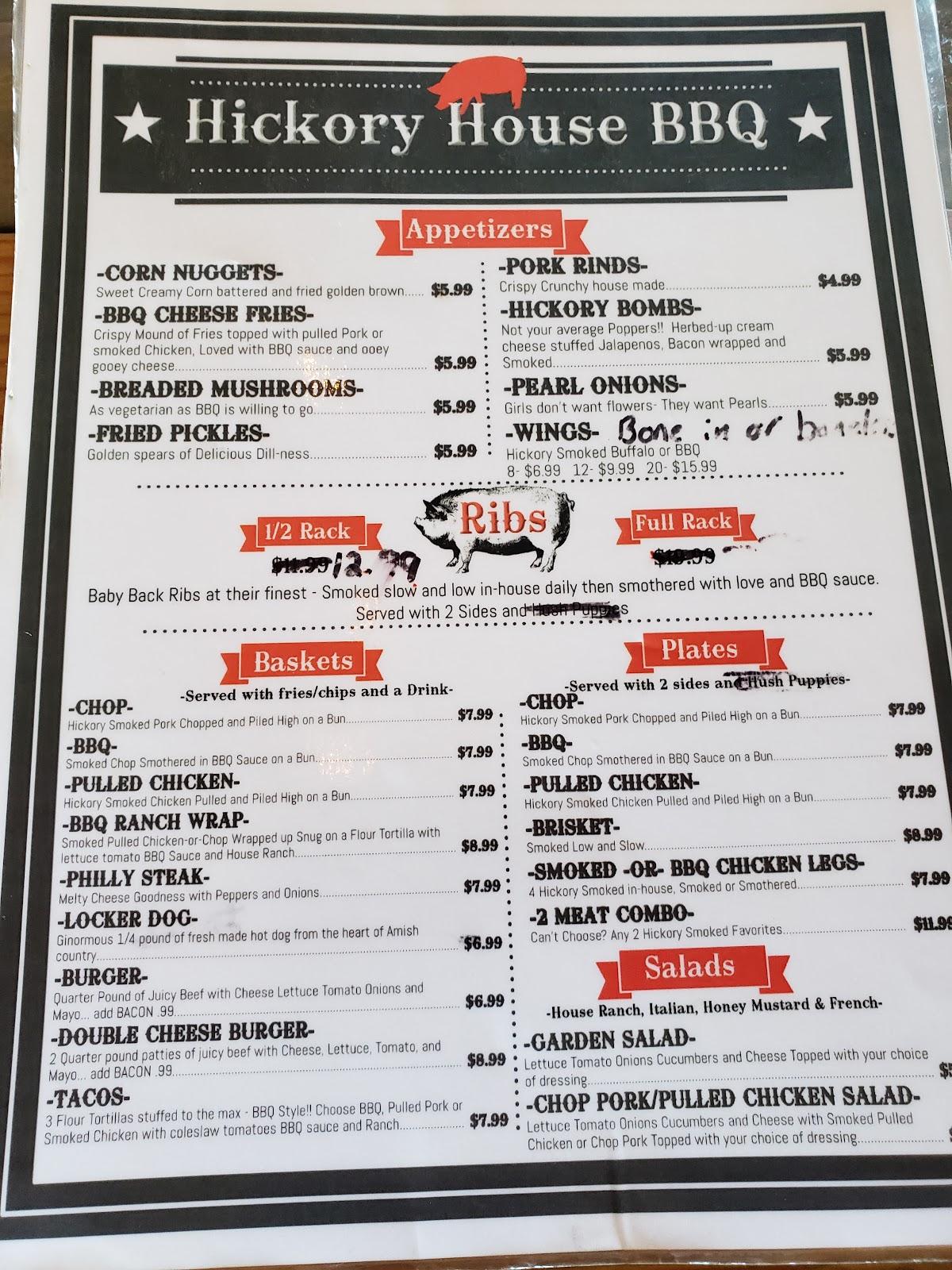 Carta de Hickory House Bbq, Wytheville