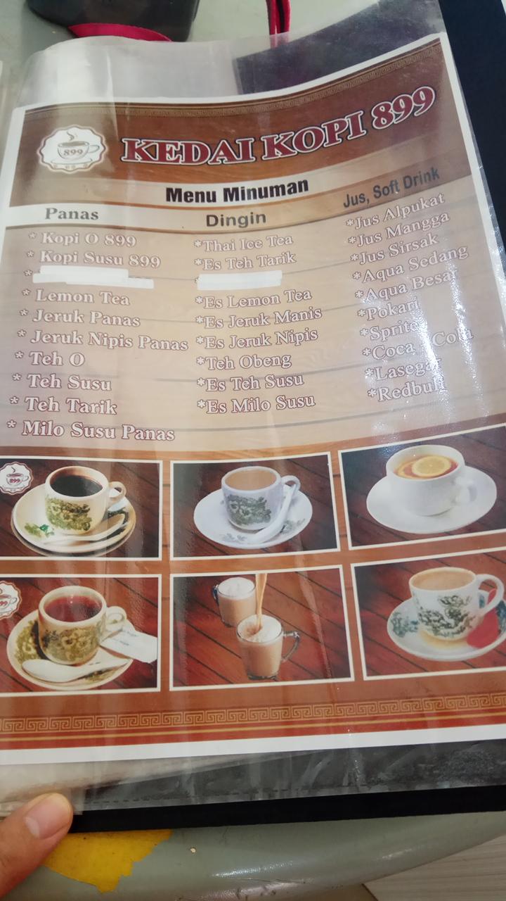 Menu at Kedai Kopi 899, Batam, Komplek Trikarsa