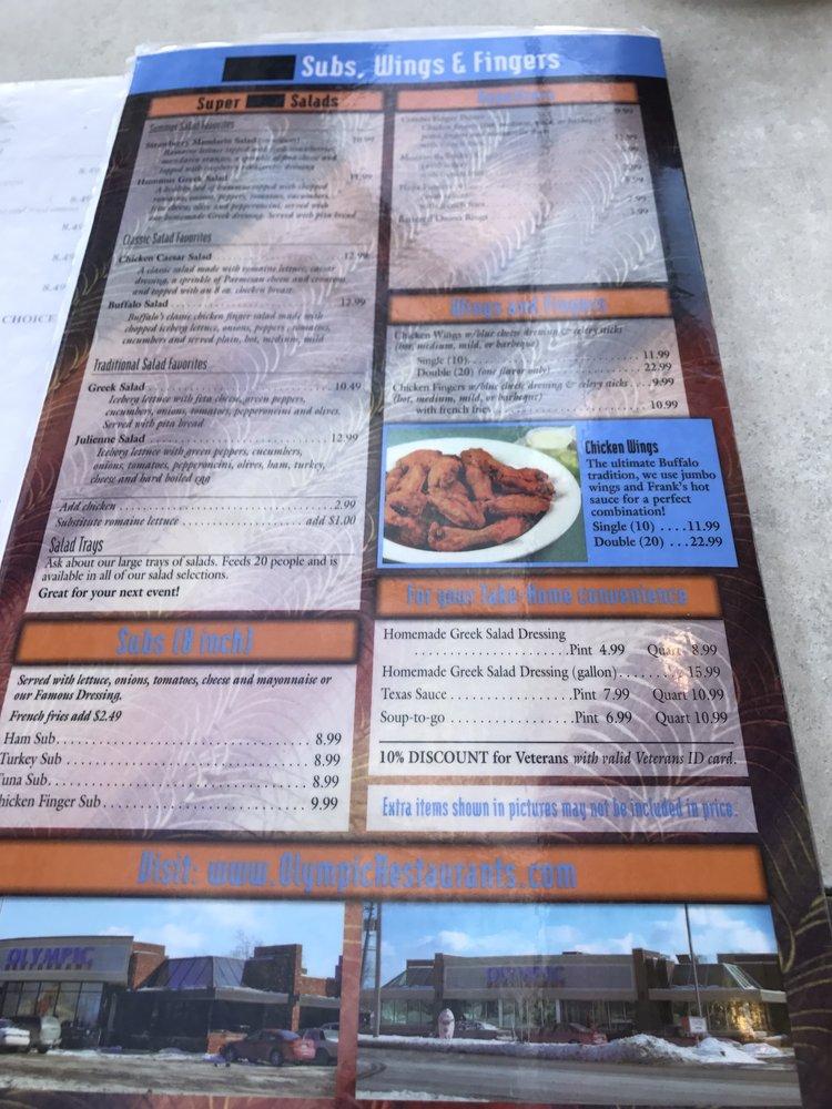 Menu at Olympic Restaurant, Cheektowaga