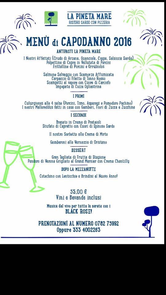 Menu da La pineta ristorante, Arzana
