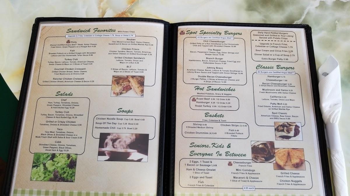 Menu at Spot Cafe, Staples