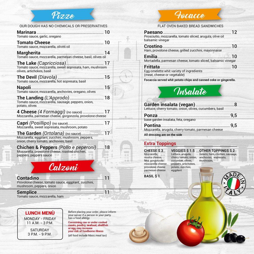 Menu at The Landing Pizza & kitchen -L’Approdo pizzeria, Newton