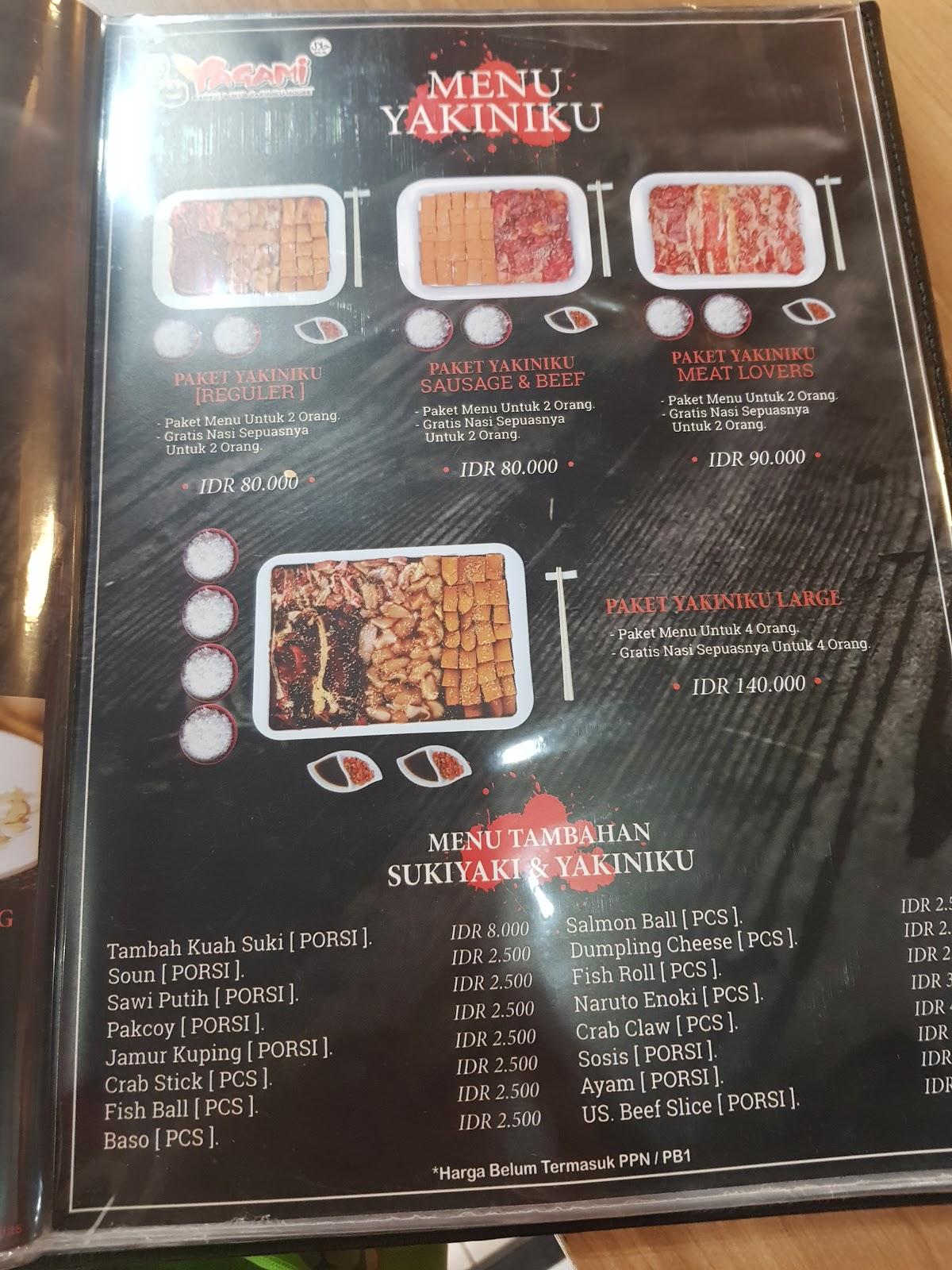Menu at Yagami Ramen House Ciliwung restaurant, Bandung