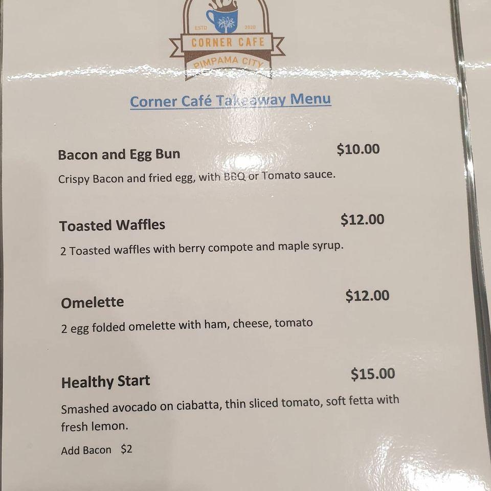 Menu at Corner Cafe Pimpama City, Pimpama