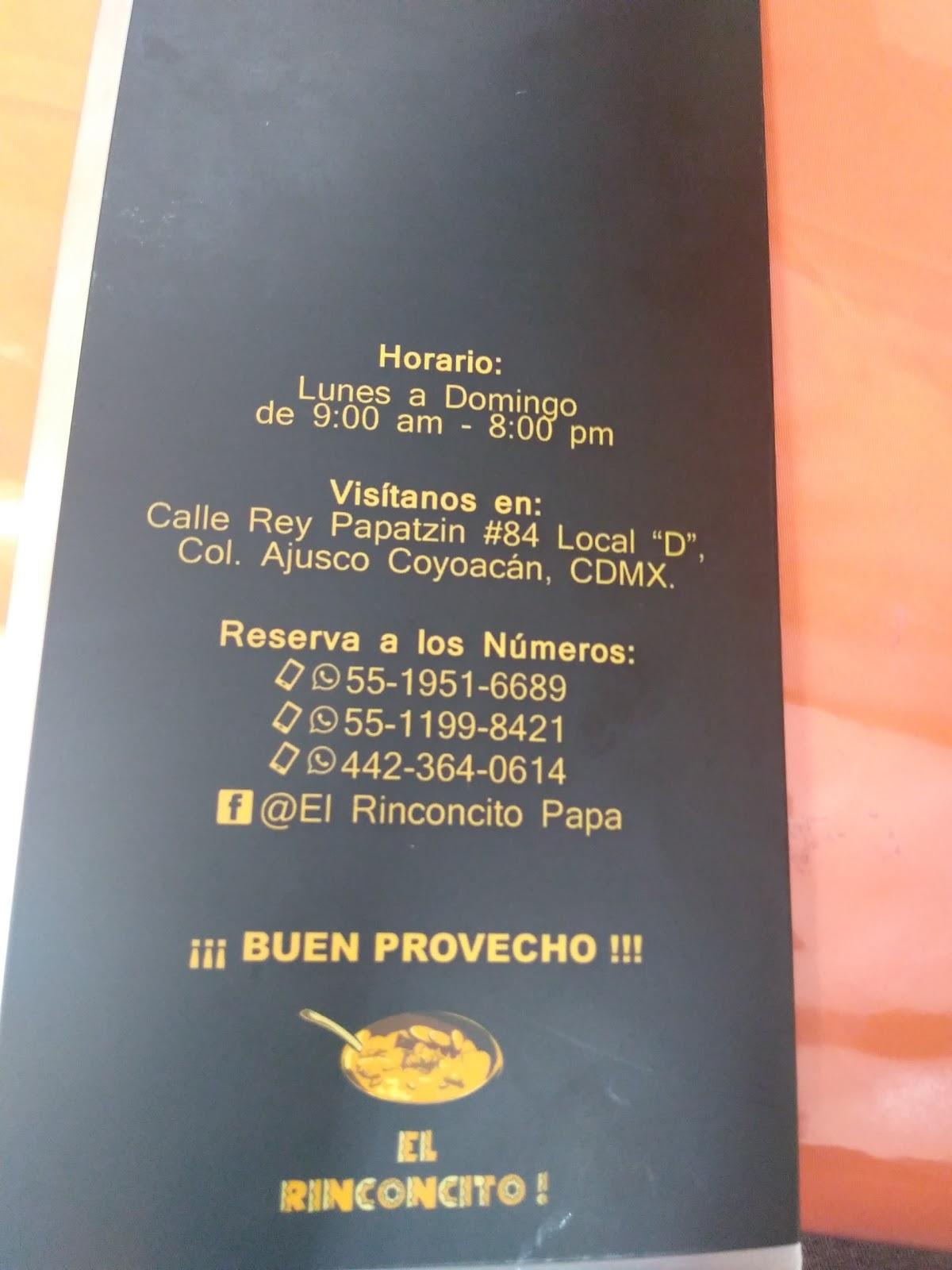 Menu at El Rinconcito Comida Mexicana restaurant, Mexico City, Rey ...