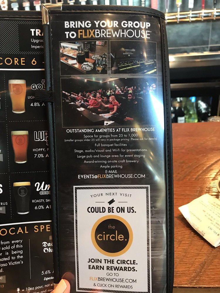 Menu at Flix Brewhouse restaurant, El Paso
