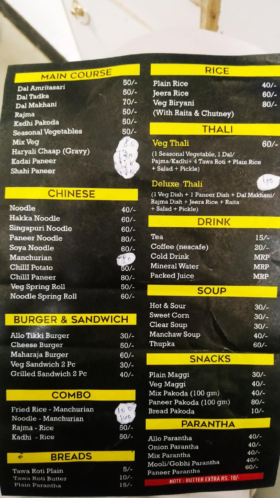 Menu at Miller's Cafe, Gurugram