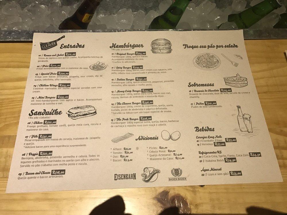 Menu at The Cleaver pub & bar, Indaiatuba