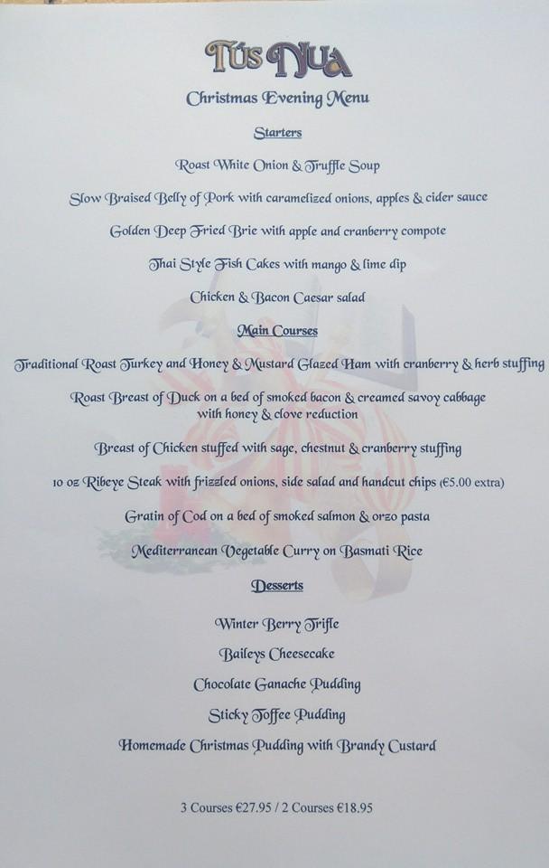Menu at Tus Nua Restaurant, Longford