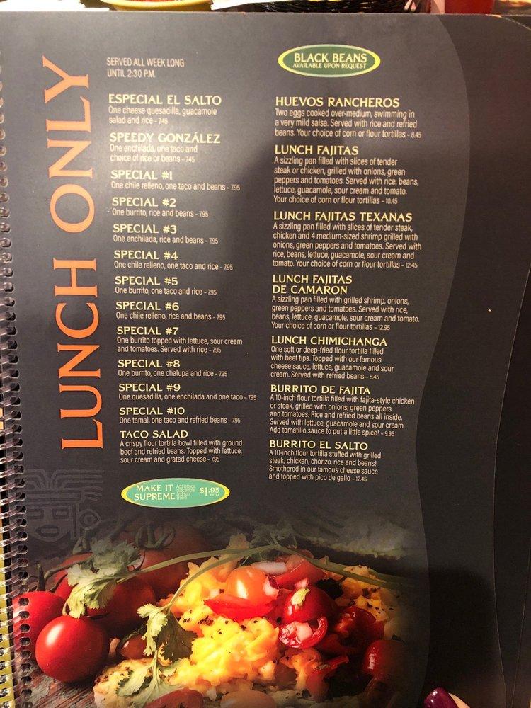 Menu at El Salto Mexican Restaurant, Nottingham