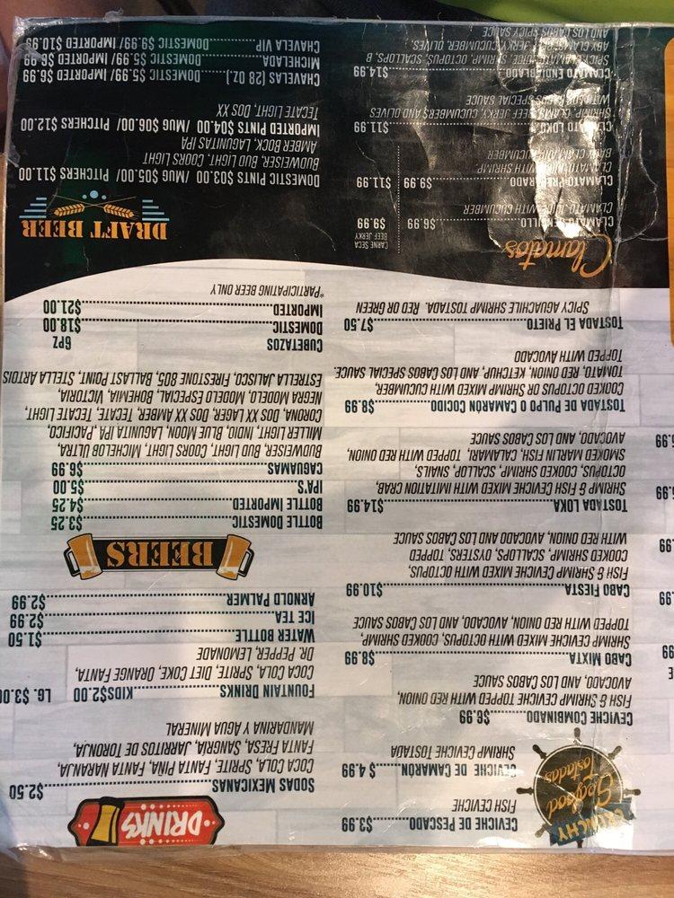 Menu at Los Cabos Seafood & Grill restaurant, El Centro