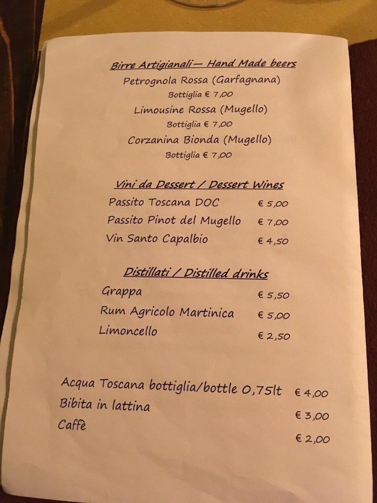 Menu at Osteria Cacio e Vino all'Antico Borgo pub & bar, Florence ...
