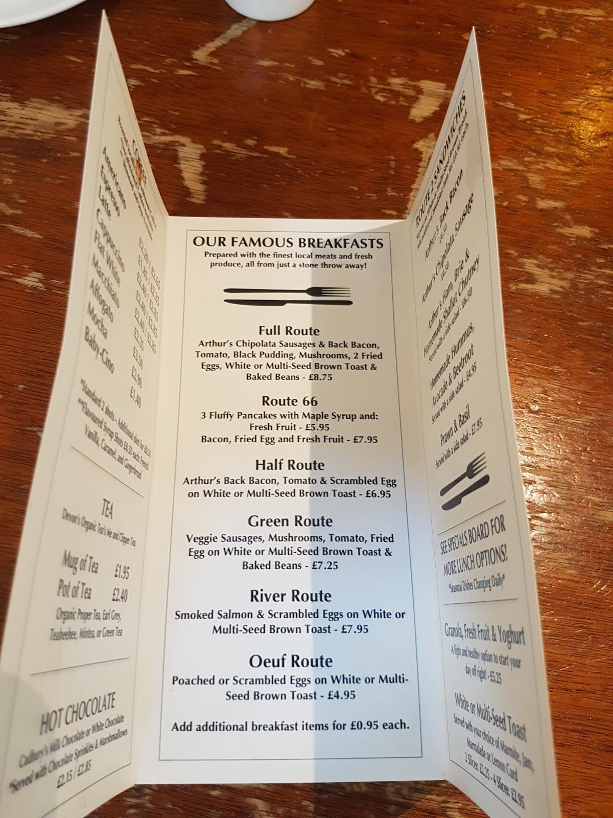 Menu at Route 2 Cafe & Apartments, Exeter