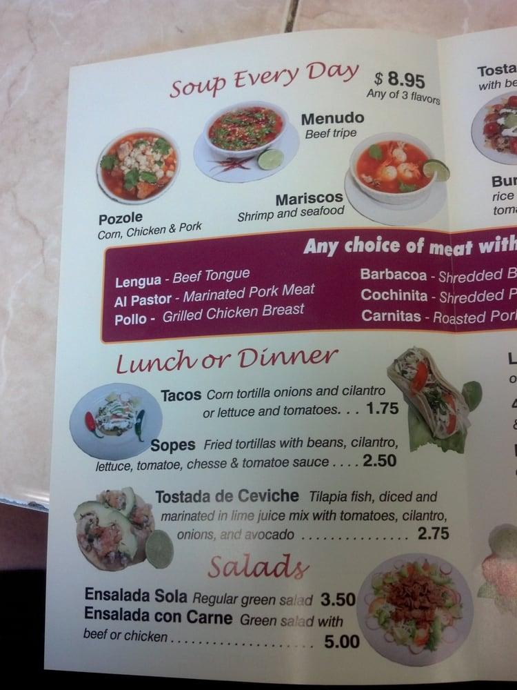Menu at Tacos Mi Nacho restaurant, Meriden