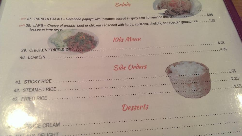 Menu at Ban Moon restaurant, San Angelo, 405 W Ave N
