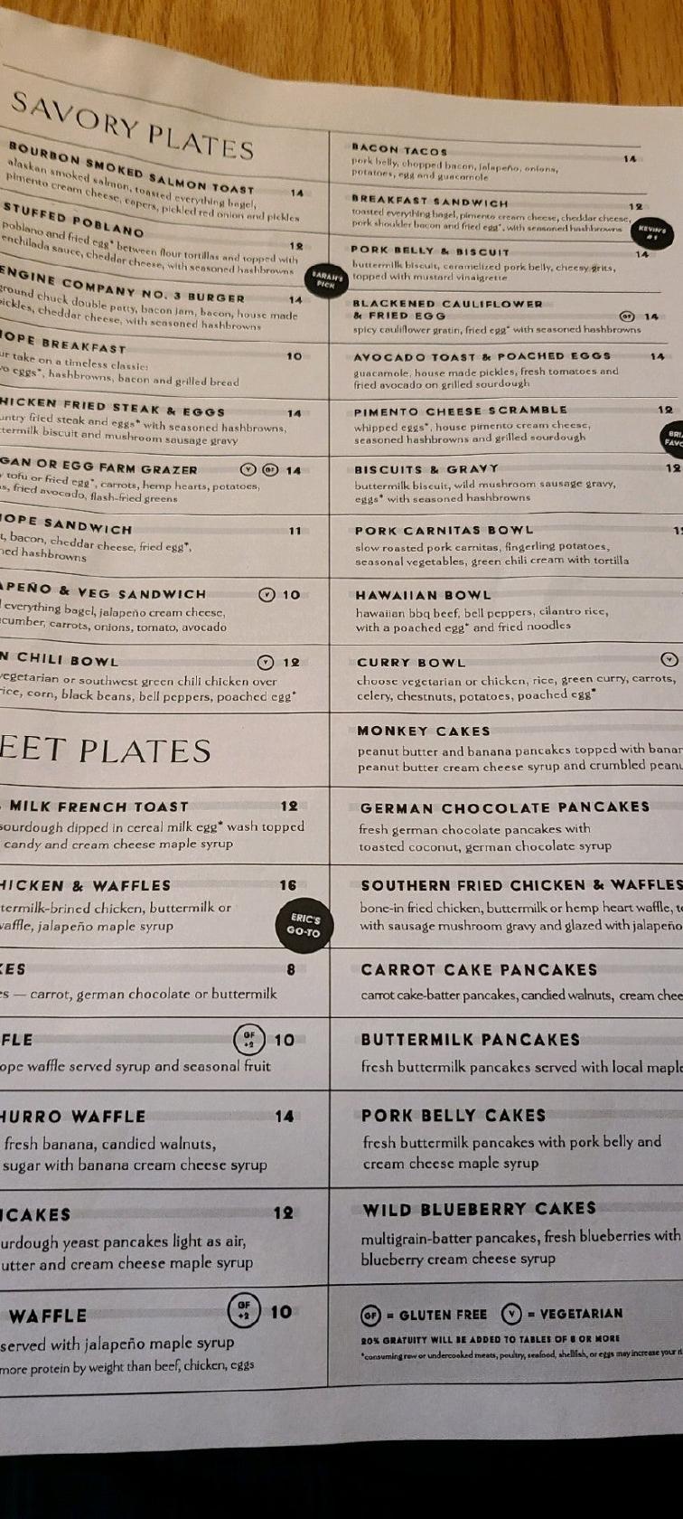 Menu at Hope Breakfast Bar - St. Paul, Saint Paul