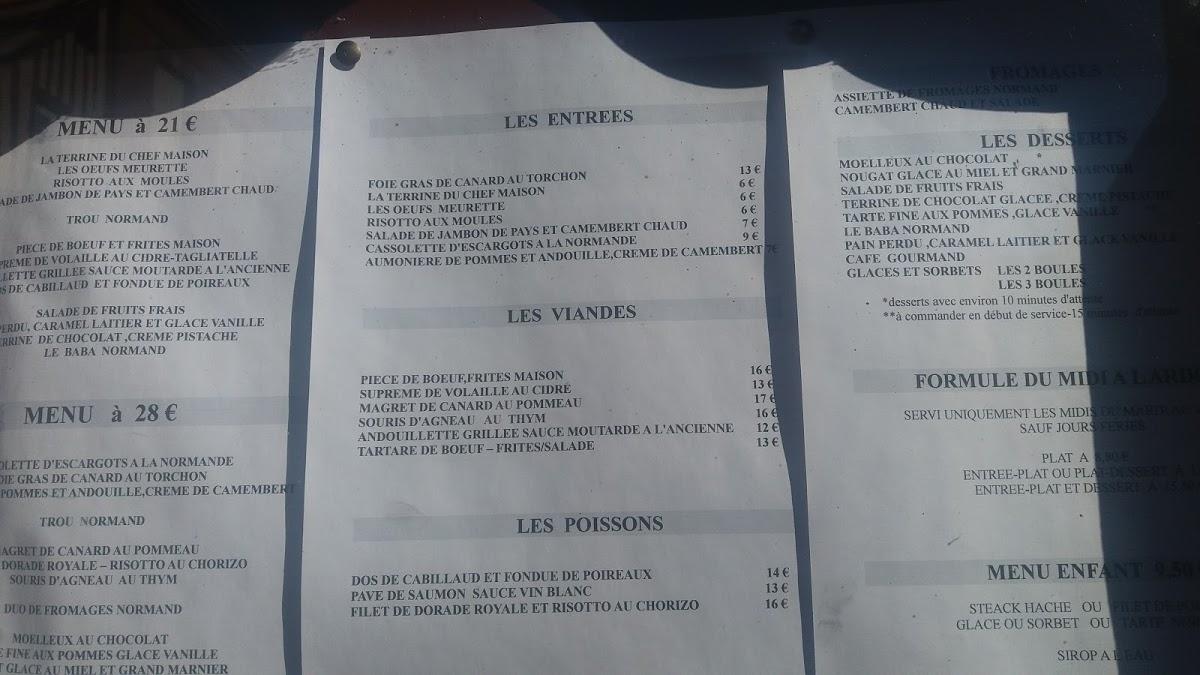 Menu au Le Clos Normand restaurant, Bernay