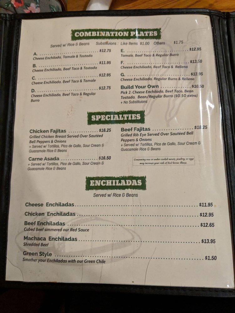 Menu at Lupe's Restaurant, Saddlebrooke