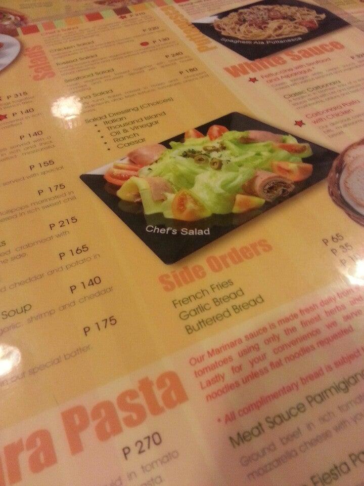 Menu at Aveneto Pizzeria Ristorante, Pasay