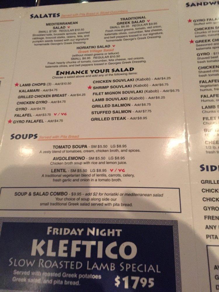 Menu at George's Greek Cafe, Lakewood