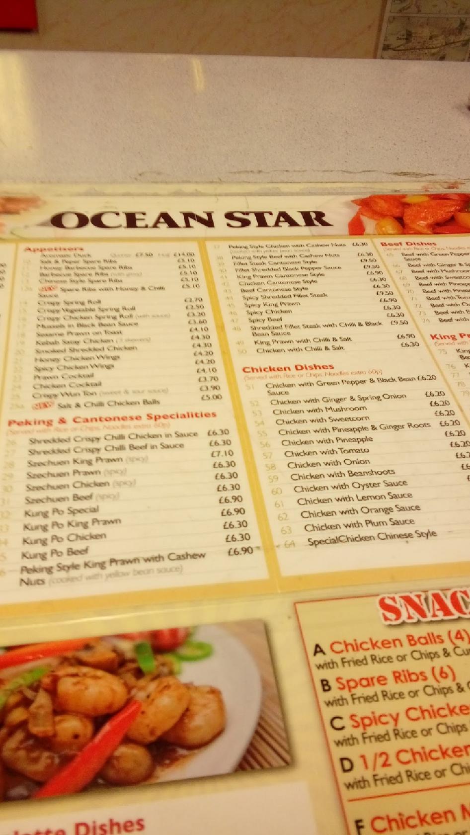 Menu at Oceans Star fast food, Newmilns
